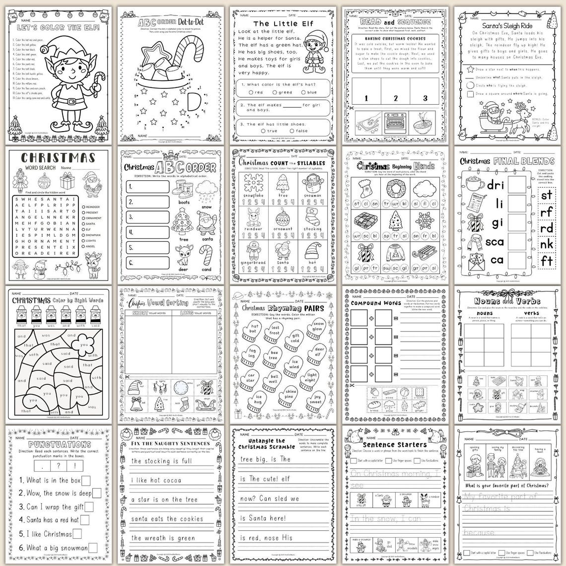 Christmas Literacy and Writing Activities for 1st Grade; First Grade ...