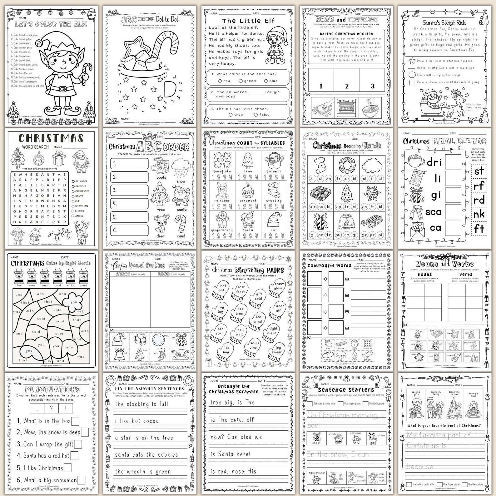 Christmas Literacy and Writing Activities for 1st Grade; First Grade ...