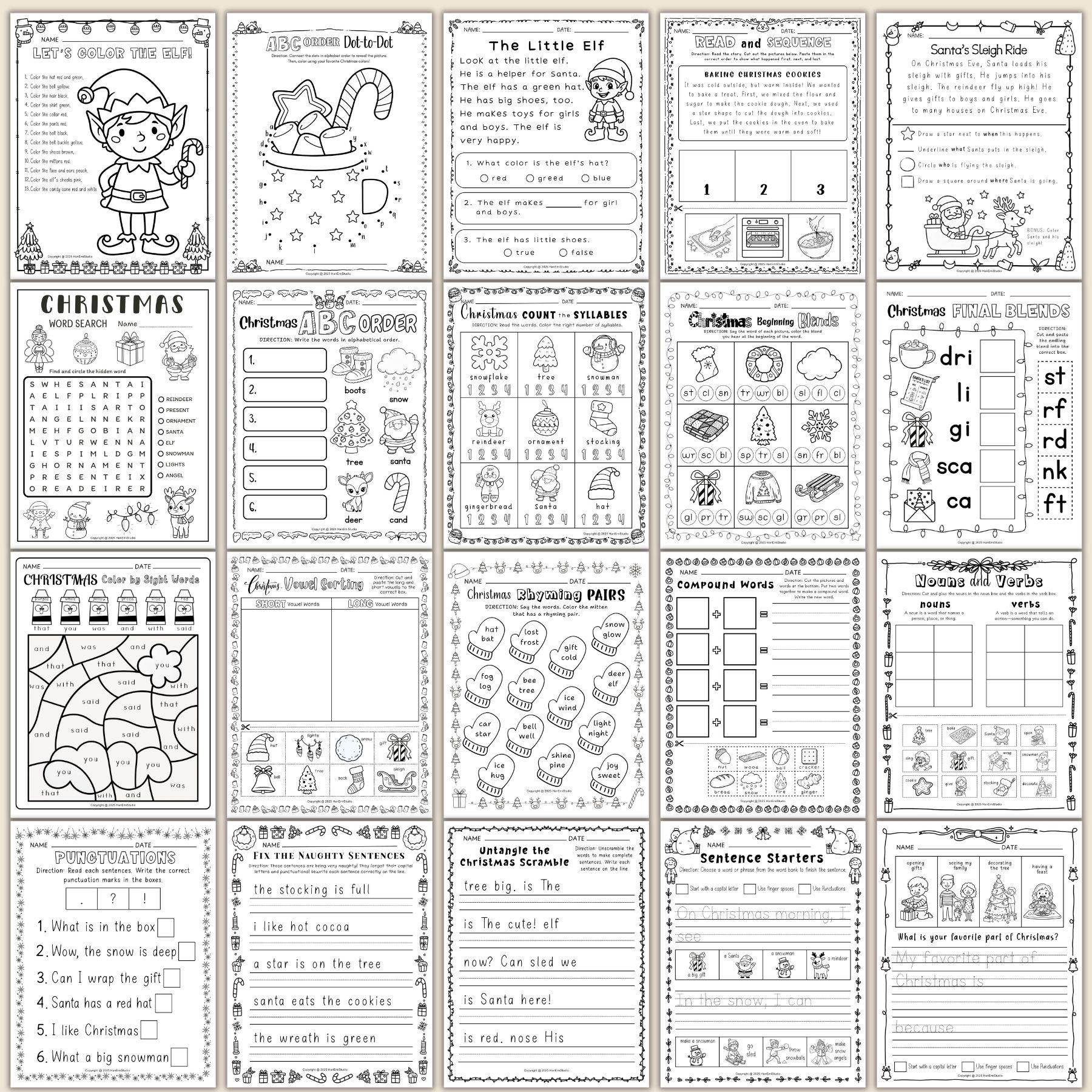 Christmas Literacy and Writing Activities for 1st Grade; First Grade ...