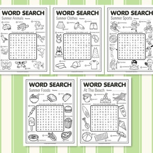 10-page Summer Word Search for Kids; Printable Word Search Pages; Kids ...