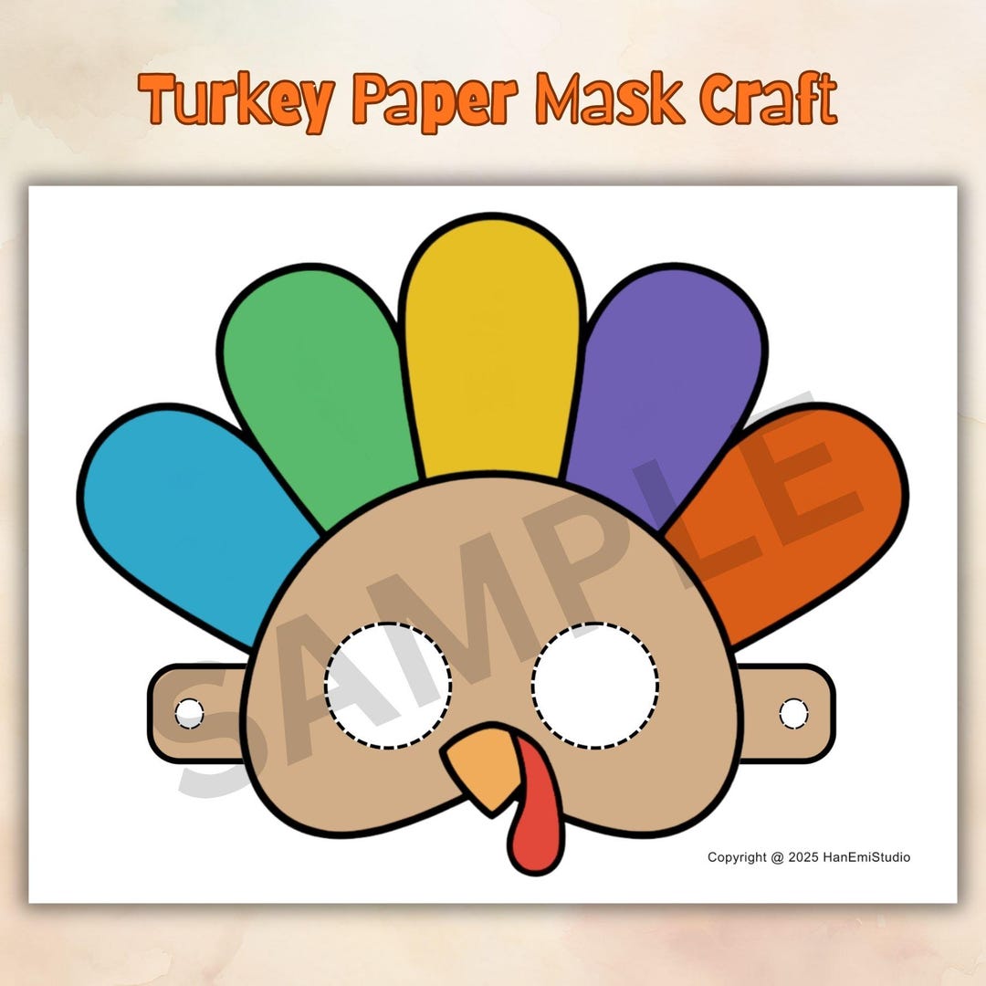 Turkey Mask Craft for Kids; Printable Thanksgiving Turkey Mask Template ...