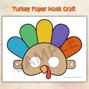 Turkey Mask Craft for Kids; Printable Thanksgiving Turkey Mask Template ...