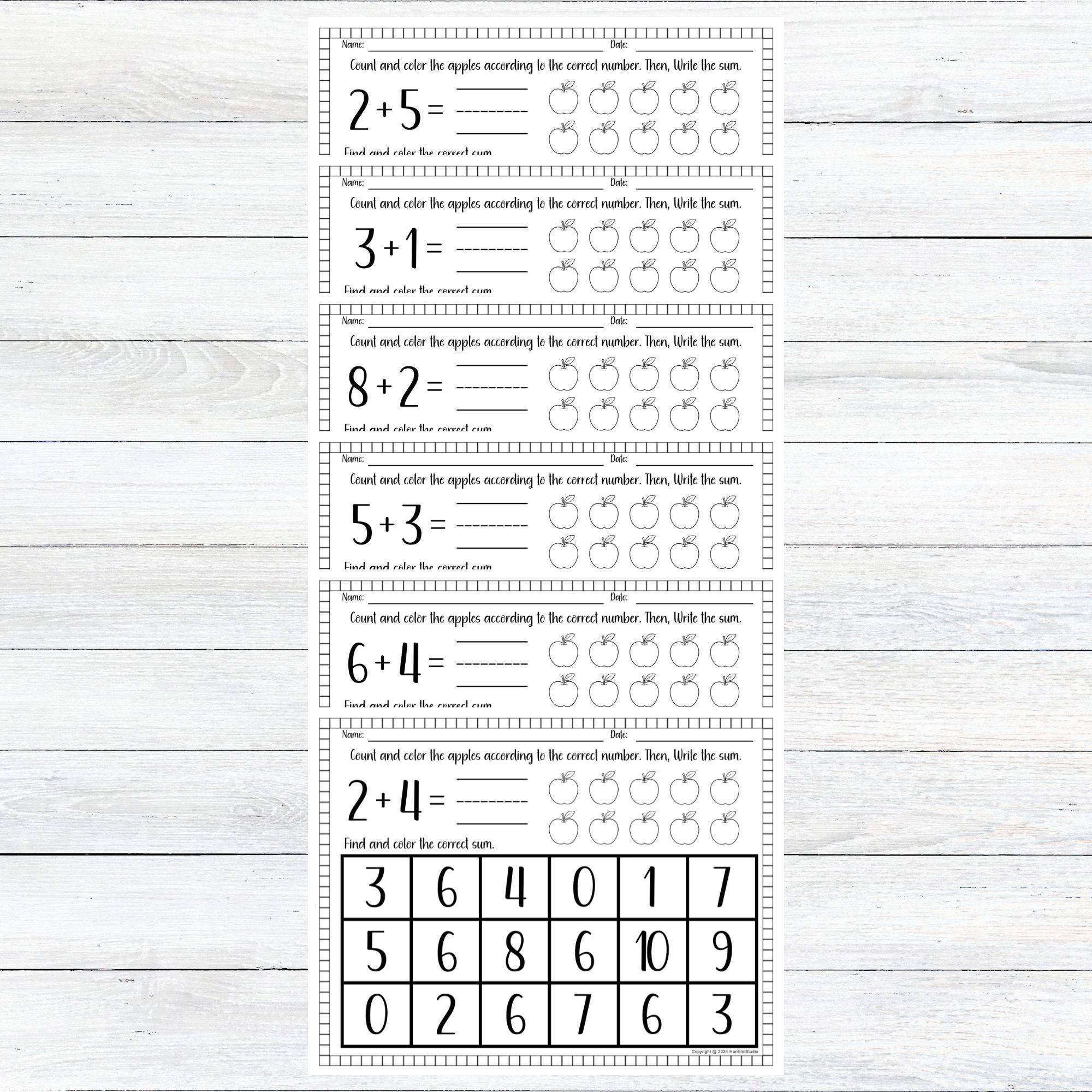 30-page Simple Addition Worksheets for Preschoolers and Kindergarteners ...