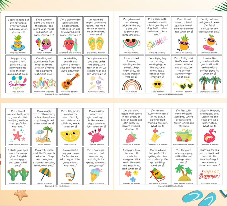 56 Summer Lunch Box Riddles for Kids; Lunch Box Notes; Riddles for Kids ...
