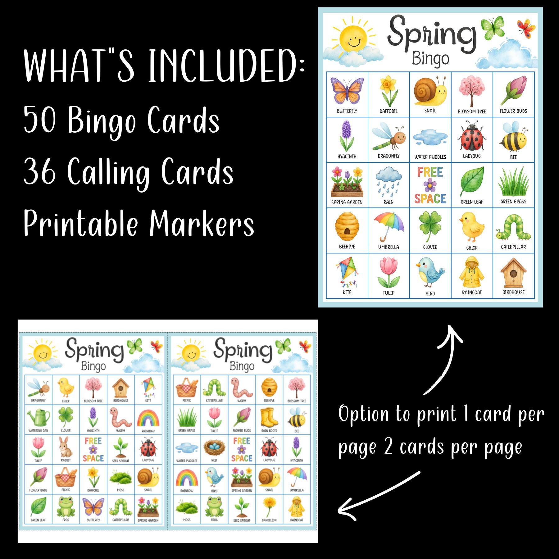 Spring Bingo Game Printable; Spring Classroom Activity; Spring Party ...
