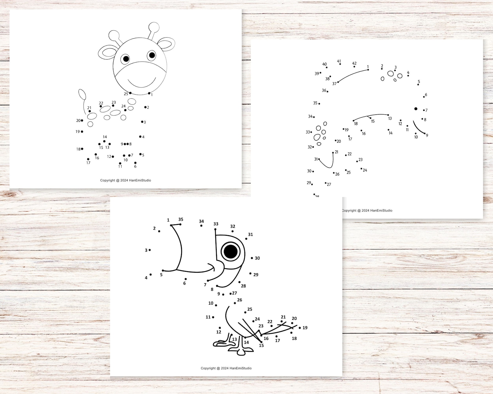 20 Page Animal Dot to Dot Worksheets; Dot to Dot Coloring Page ...