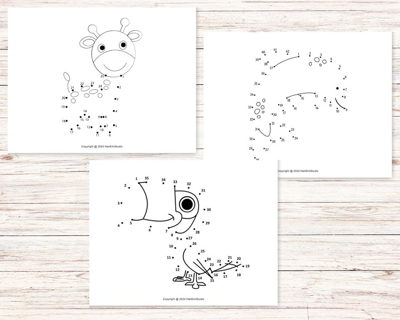 20 Page Animal Dot to Dot Worksheets for Ages 5-7 preschool ...