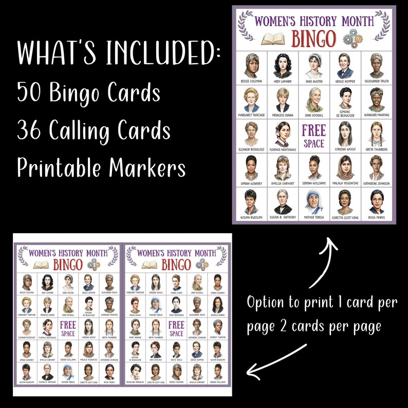 Women’s History Month Bingo Printable; International Women’s Day Game ...