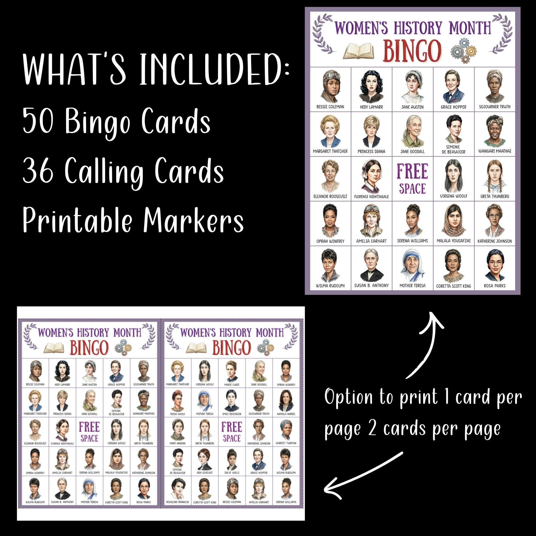 Women’s History Month Bingo Printable; International Women’s Day Game ...