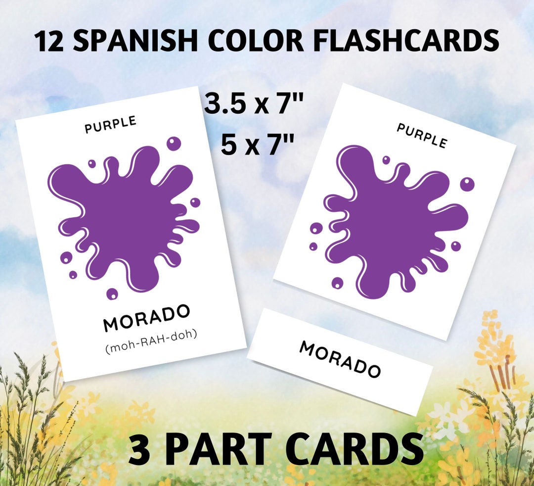 12 Spanish Color Flashcards; Montessori Flashcard; ESL and ELL Learning ...