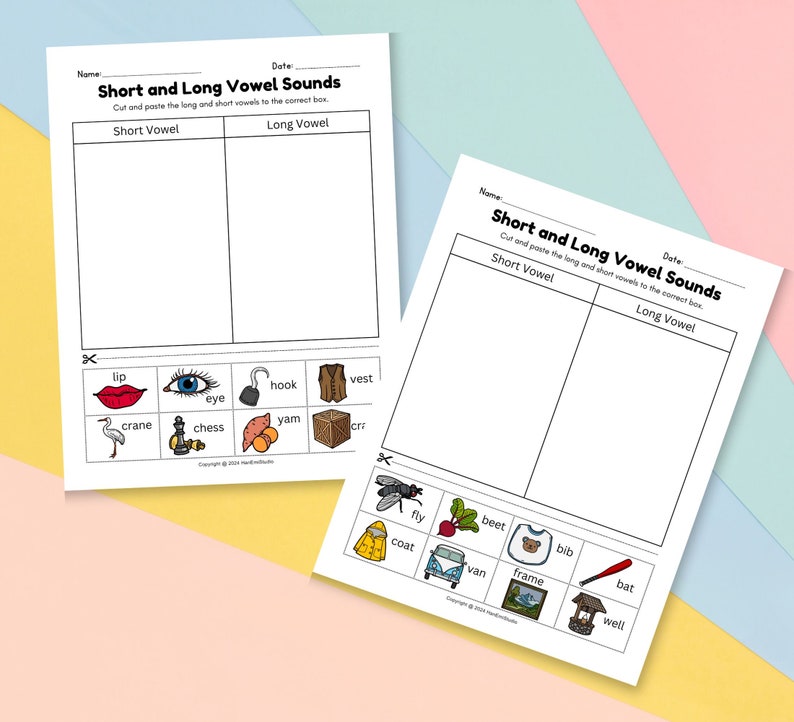 10 Page Short and Long Vowel Sorting Worksheets; Vowel Sorting ...