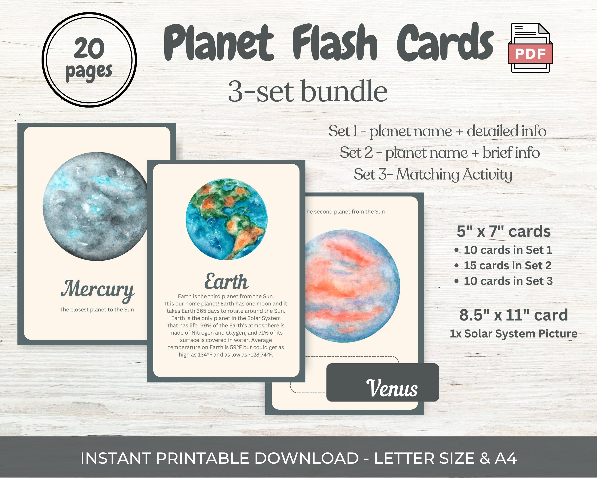 Solar System Printable Flash Cards
