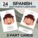 24 SPANISH Body Parts Flashcards; Bilingual Learning Cards for Kids ...