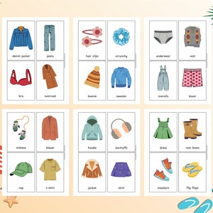 80 Cloth and Accessory Vocabulary Flashcards for Kids; 1st Words ...