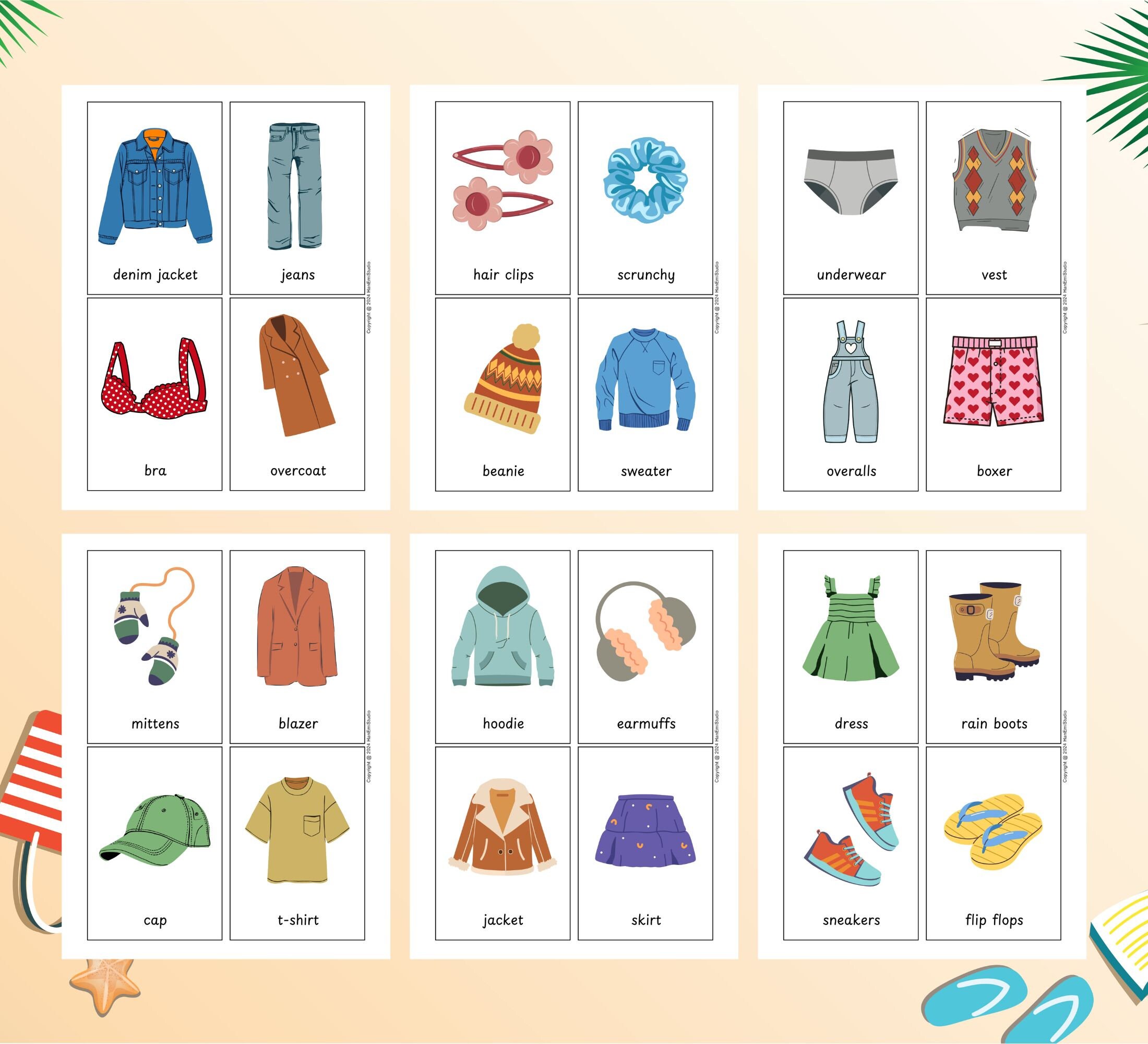 80 Cloth and Accessory Vocabulary Flashcards for Kids; 1st Words ...