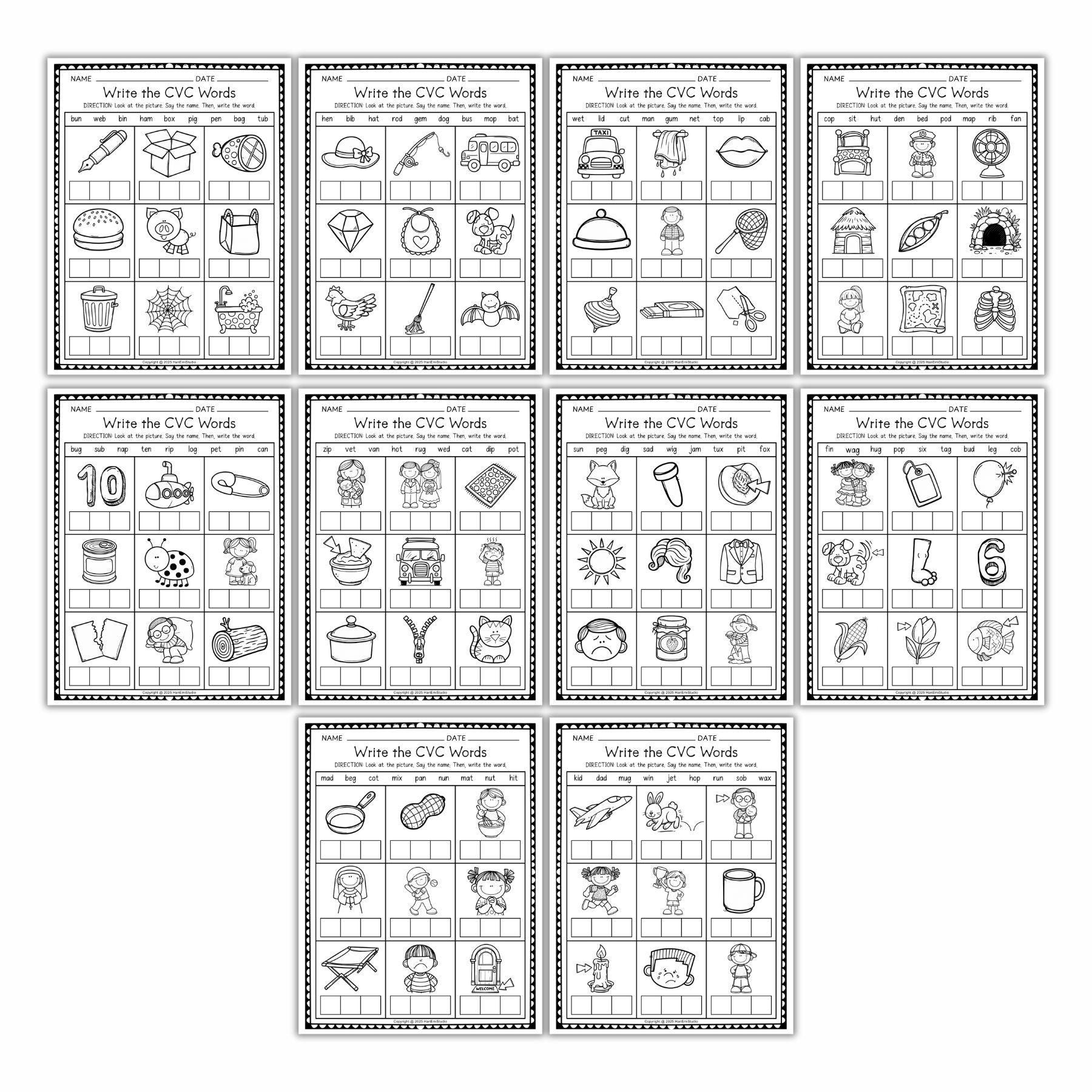 CVC Words Writing Practice Worksheets; CVC Worksheets; Sight Word ...