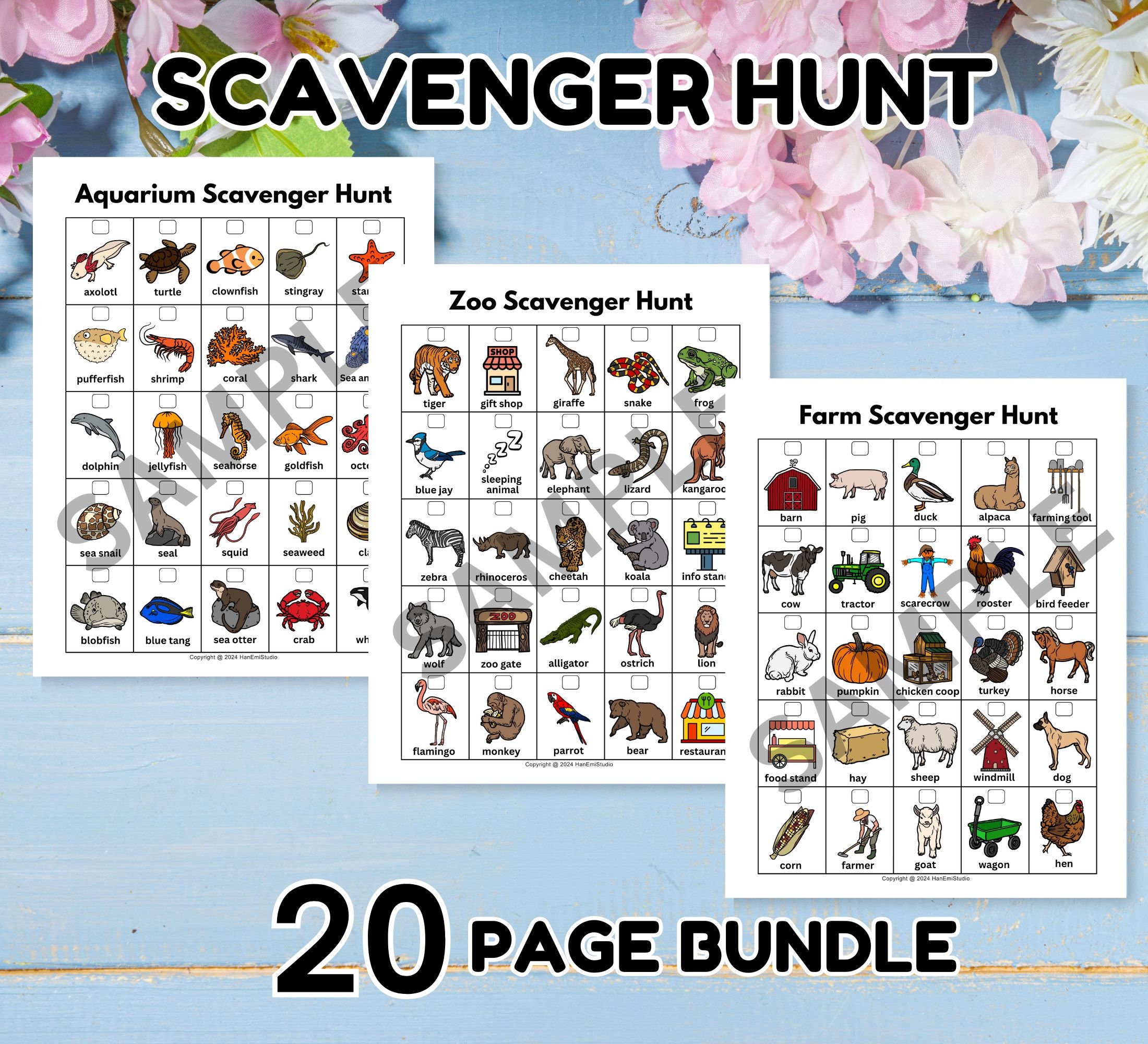 20-page Scavenger Hunt Bundle, Kids Friendly, All Ages, Nature ...