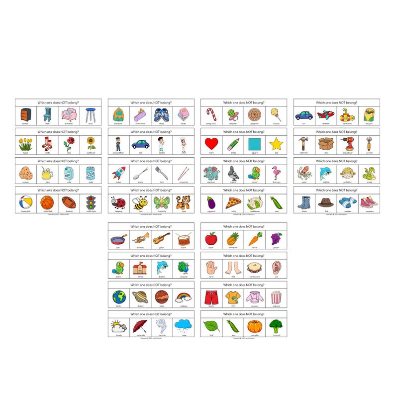 72 What Doesn’t Belong Task Cards; Which Does Not Belong; Speech ...