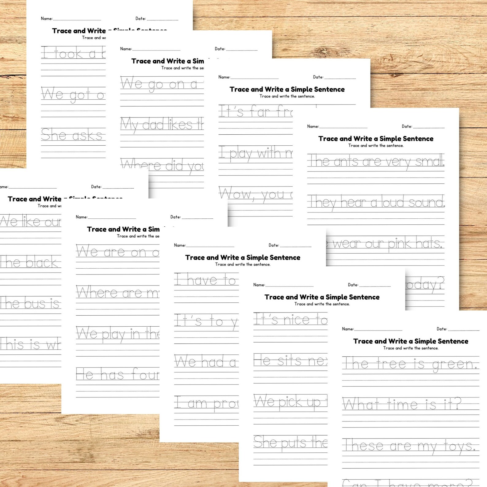 25 Page Tracing and Writing Worksheets for Ages 5-7; Sentence Building ...
