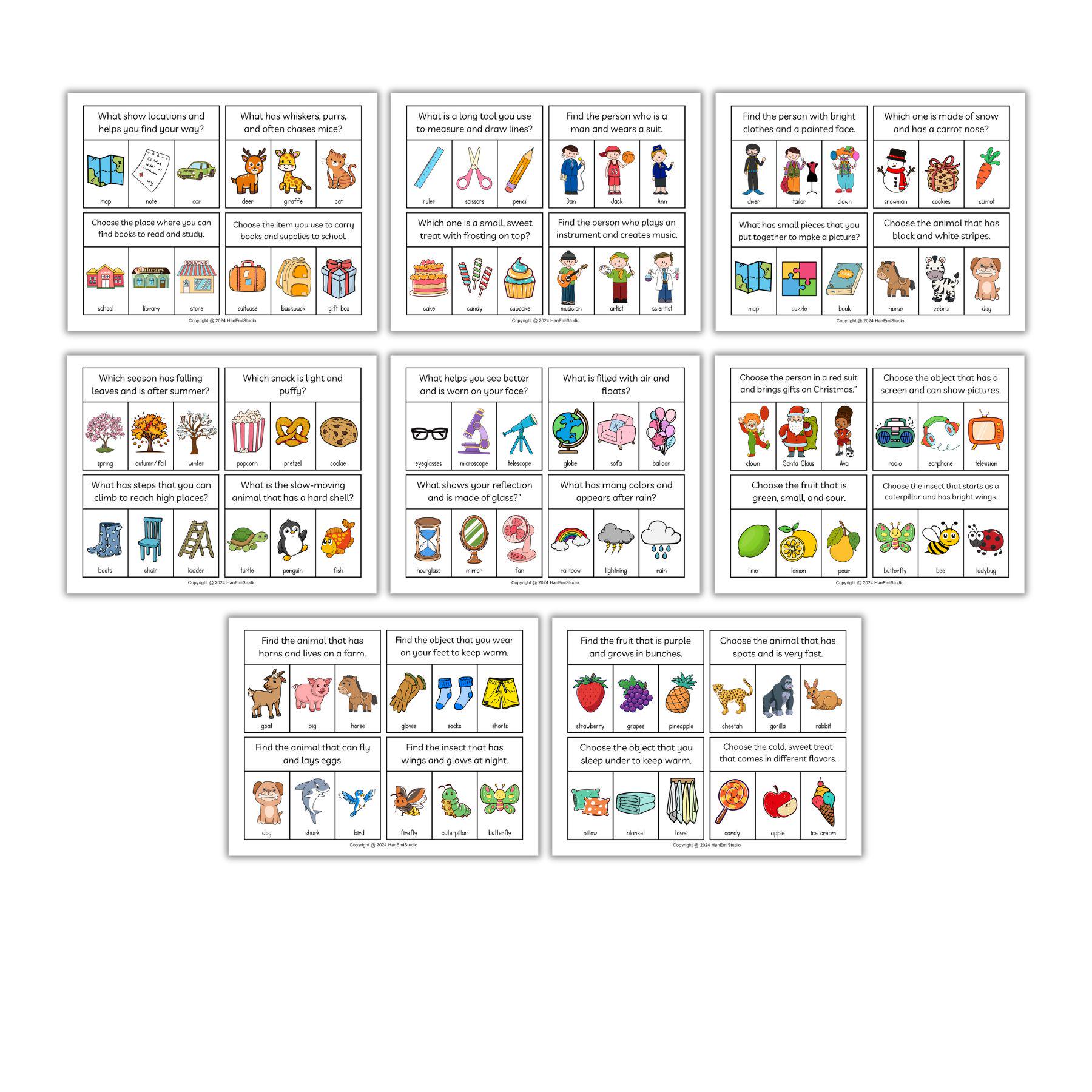 80 Characteristics and Functions Matching Task Cards; WH Questions ...