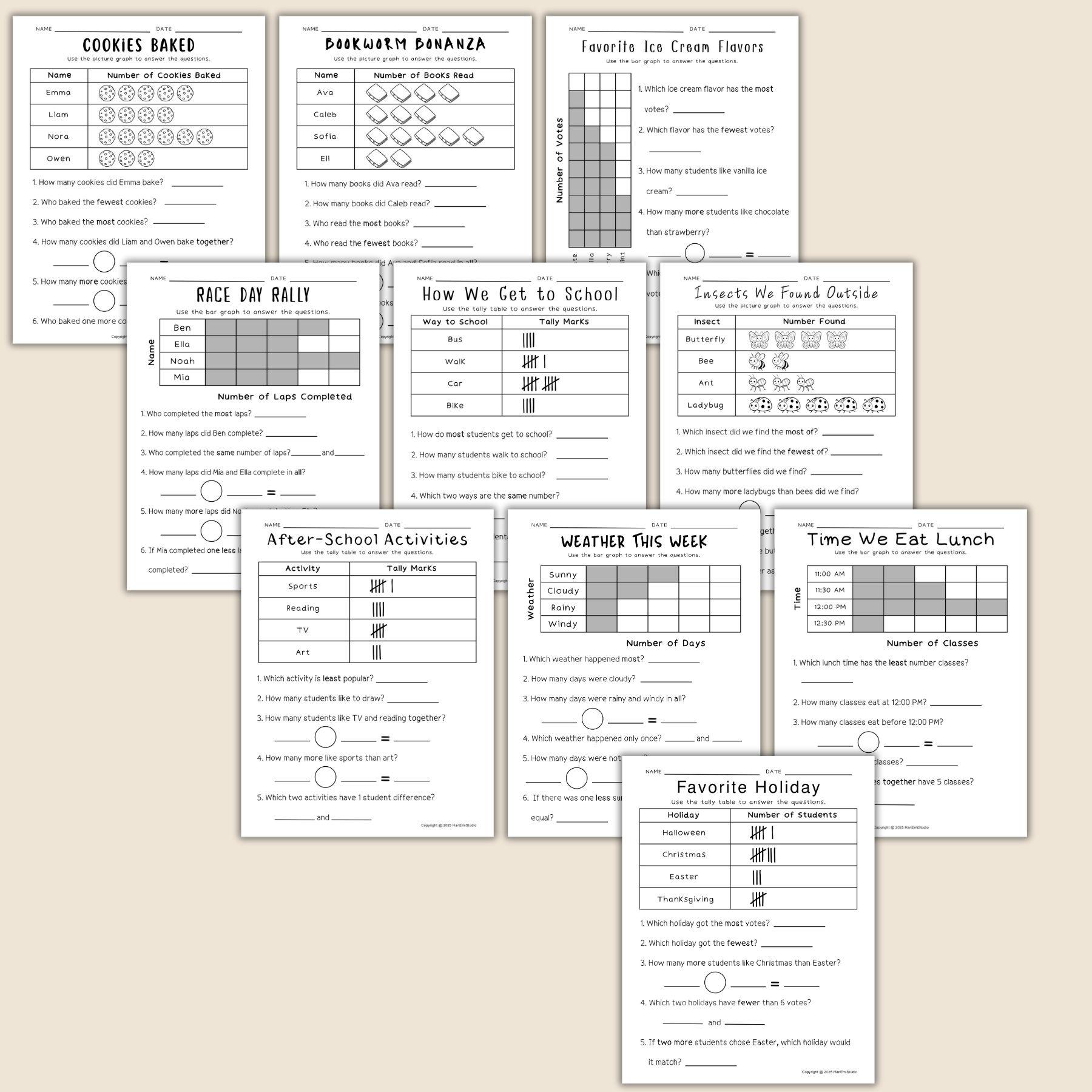 Graphing Worksheets for 1st – 2nd Grade; Data and Graphing Worksheets ...