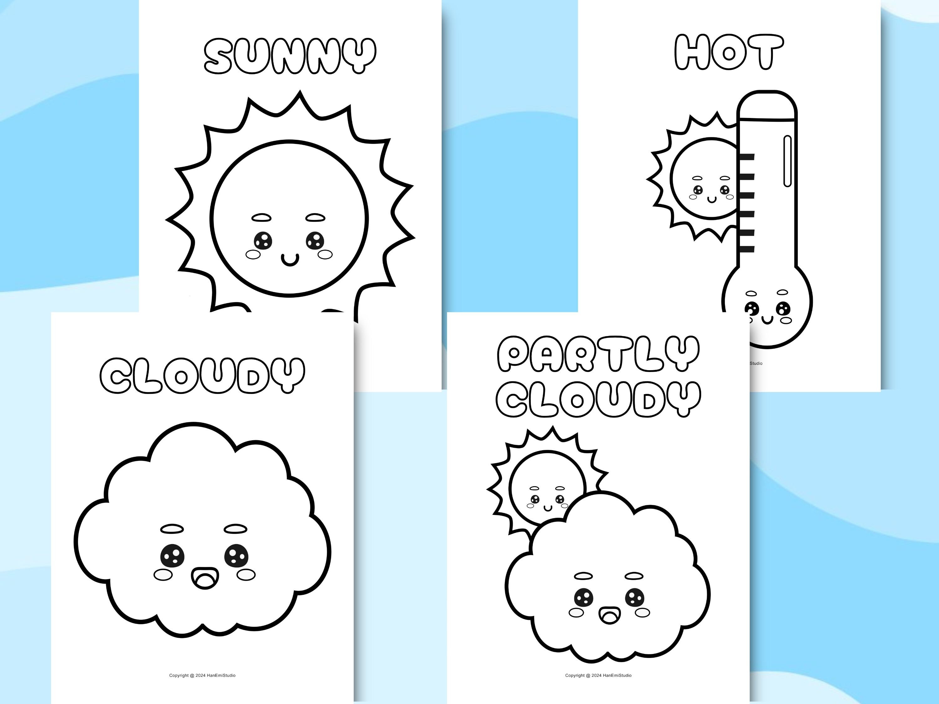 13 Printable Weather Coloring Pages for Kids; Coloring Book for Kids ...