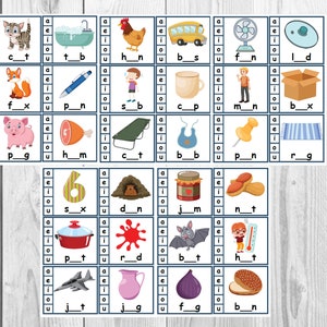 60 Short Vowel Sound Clip Cards; Short Vowel Sound Recognition; CVC ...