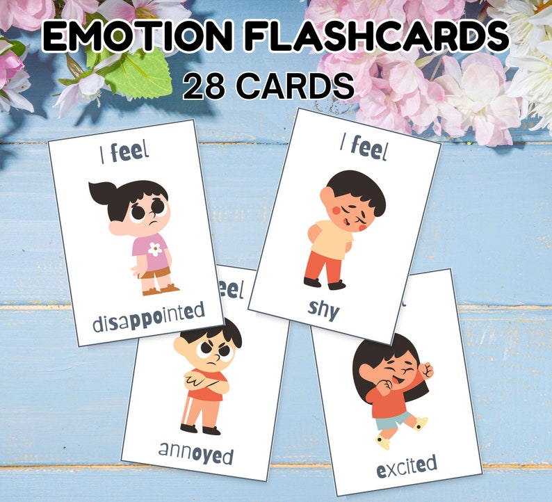 28 Emotion Flashcards for Kids; Learn Emotions; Printable Flashcards ...