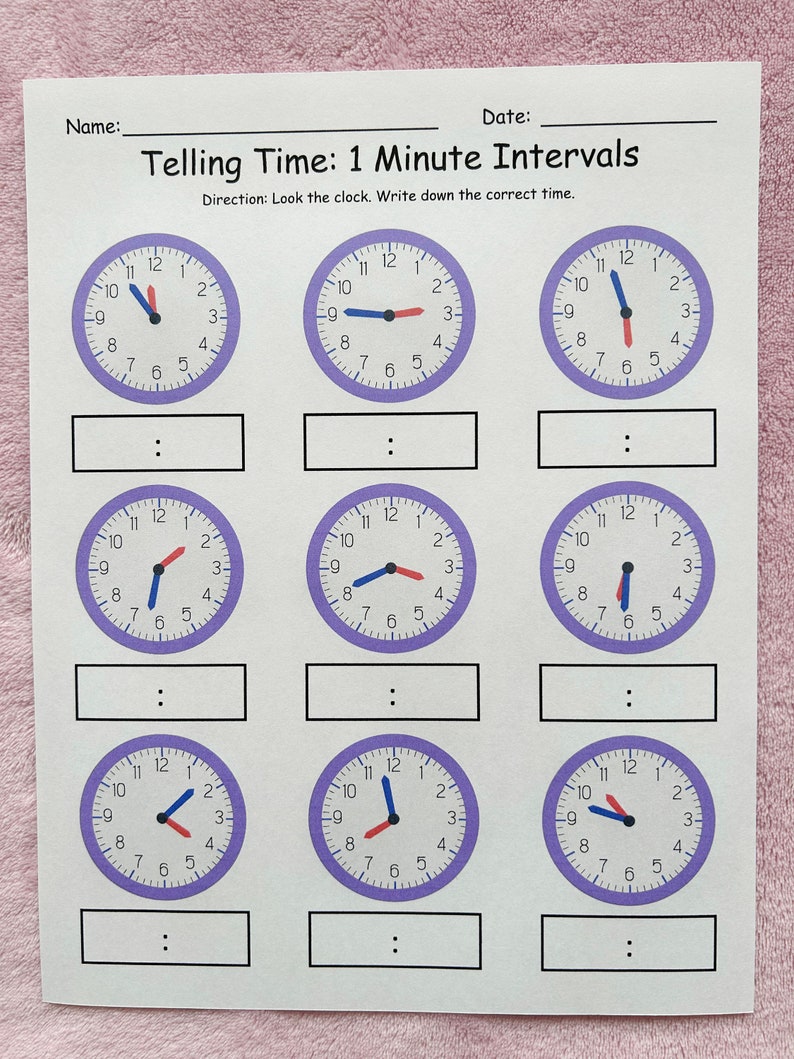 50 Pages Telling Time Worksheets; Clock Reading Worksheet; Homeschool ...