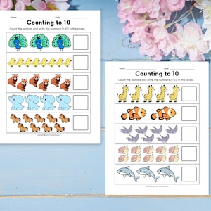 10 Counting Animal Worksheets Numbers 1 - 10; Counting Worksheets; Prek ...