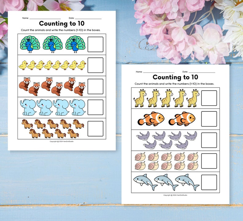 10 Counting Animal Worksheets Numbers 1 - 10; Counting Worksheets; Prek ...