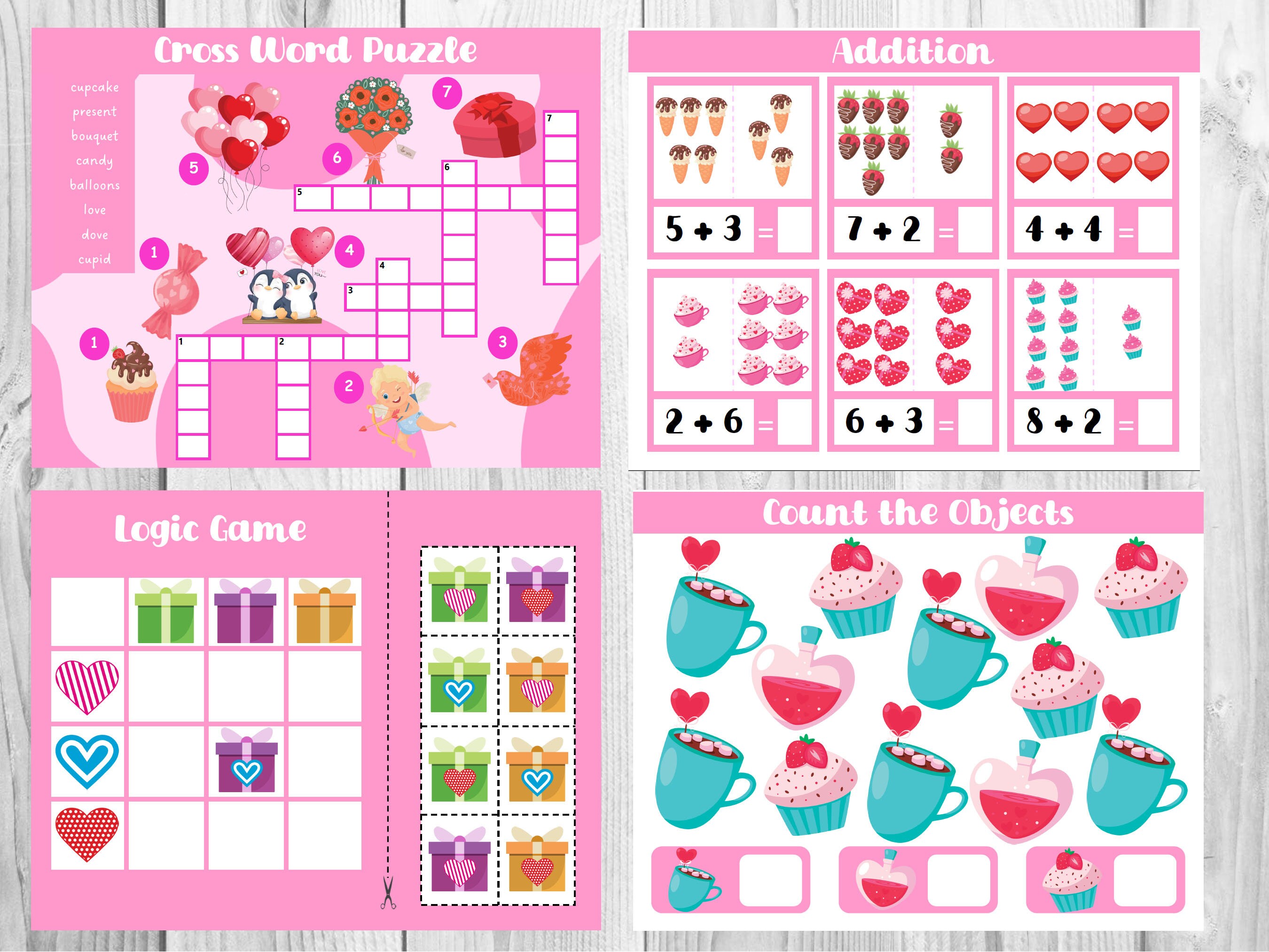 Valentine Activities, Valentine Printable, Cross Word Puzzle, Preschool ...