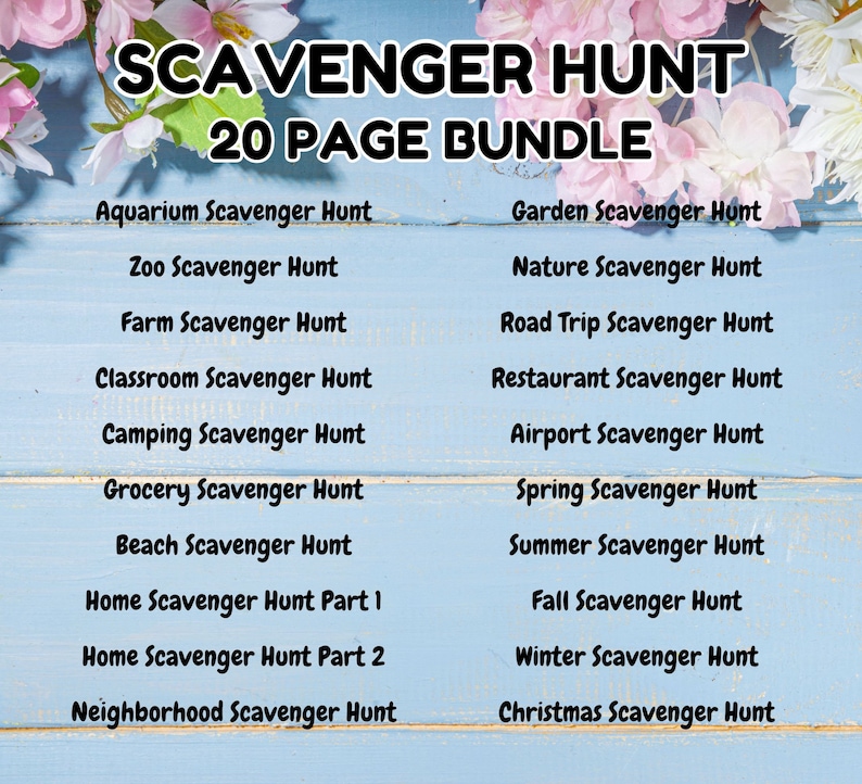 20 Page Scavenger Hunt Bundle; Scavenger Hunt for Kids; Nature ...
