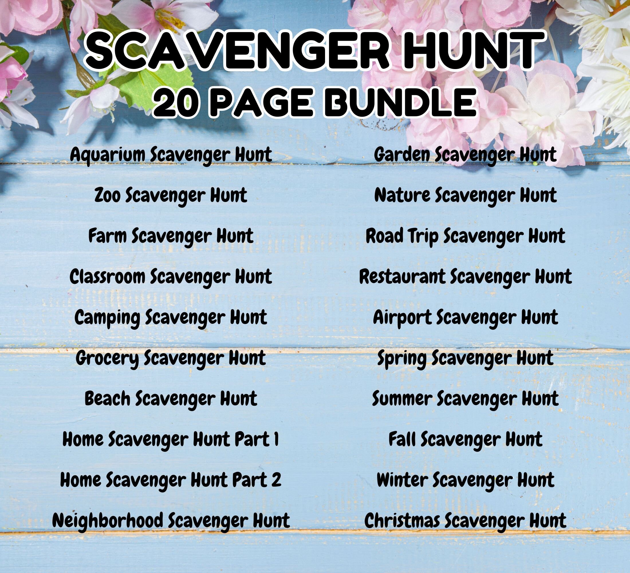 20 Page Scavenger Hunt Bundle; Scavenger Hunt for Kids; Nature ...