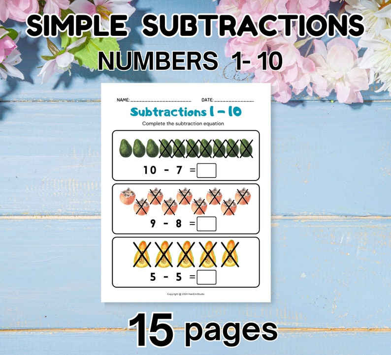 Simple Subtraction Worksheets Number for Preschoolers and ...