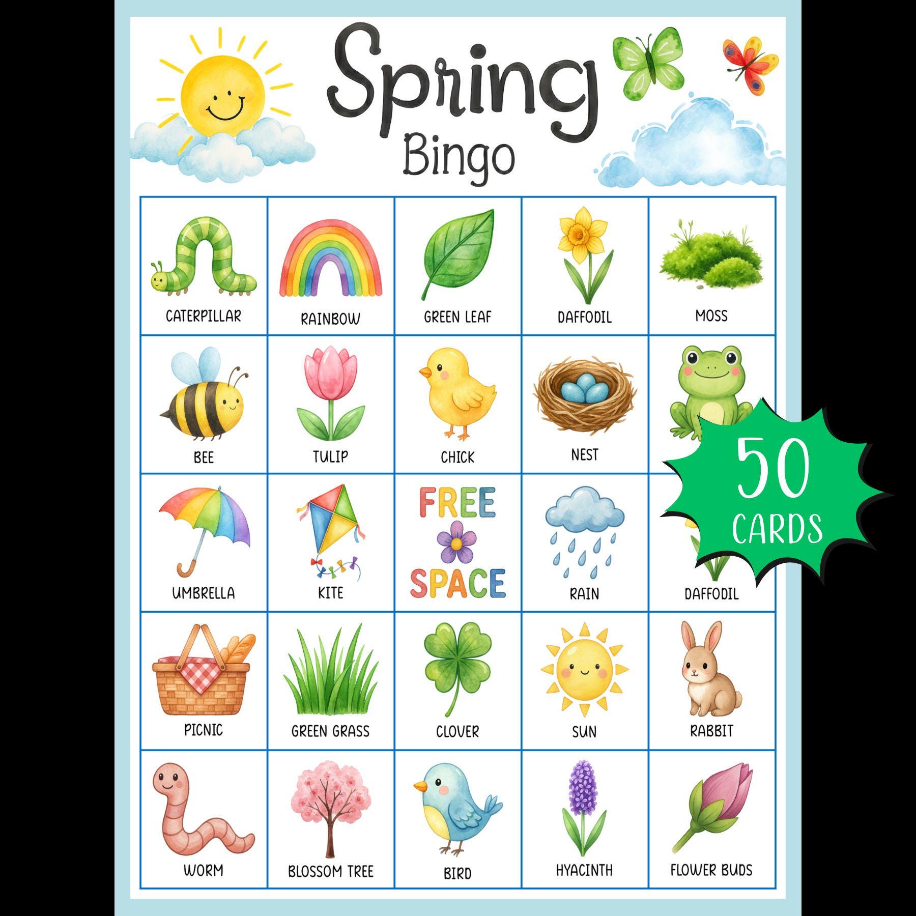 Spring Bingo Game Printable; Spring Classroom Activity; Spring Party ...