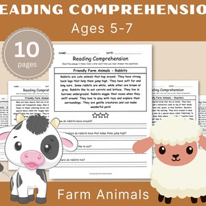 10 Reading Comprehension Worksheets About Friendly Farm Animals for ...