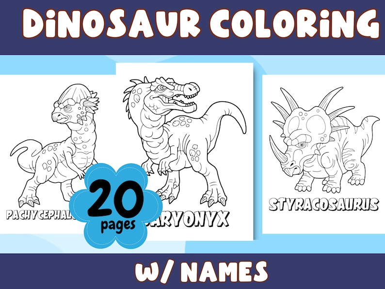 20 Dinosaur Coloring Pages With Name for Identification; Dinosaurs ...