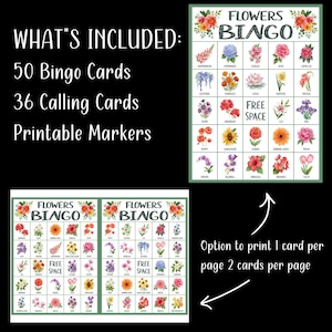 Flowers Bingo Game Printable; Flowers Identification; Spring Party ...