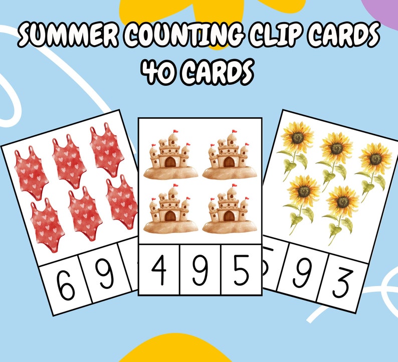 10-page Summer Counting Clip Cards Numbers 1 10 for Preschoolers and ...