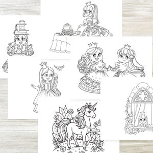 50 Princess Coloring Page for Kids; Printable Coloring Book; Kids ...