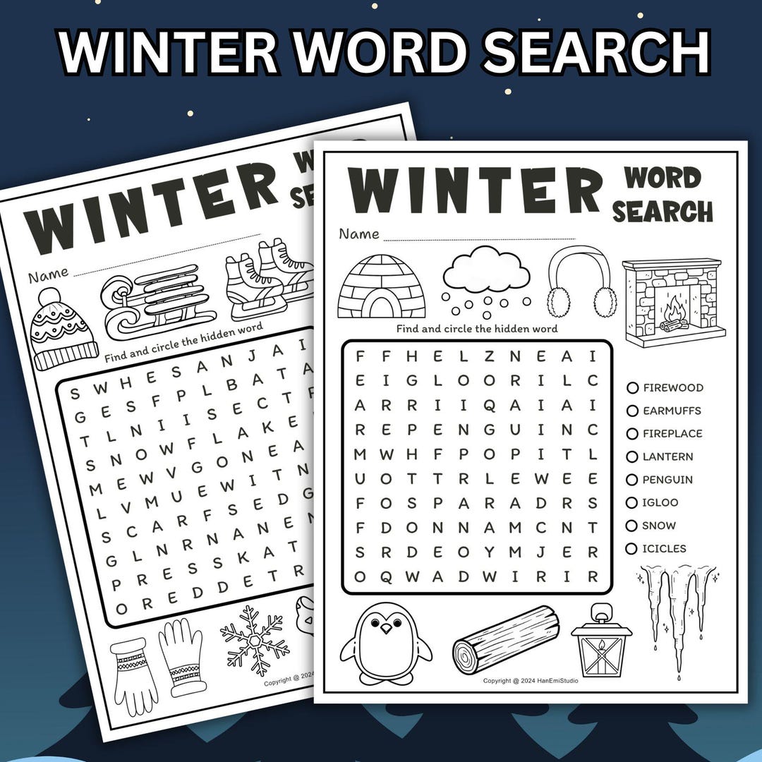 Winter Word Search for Kids; Winter Word Search; Kids Word Search ...