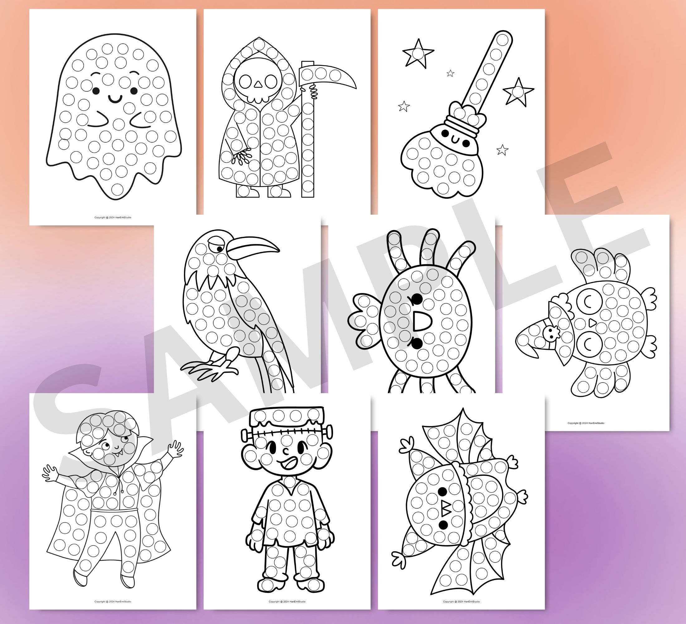 Halloween Dot Marker Worksheets for Kids; Dot a Dot; Kids Coloring ...
