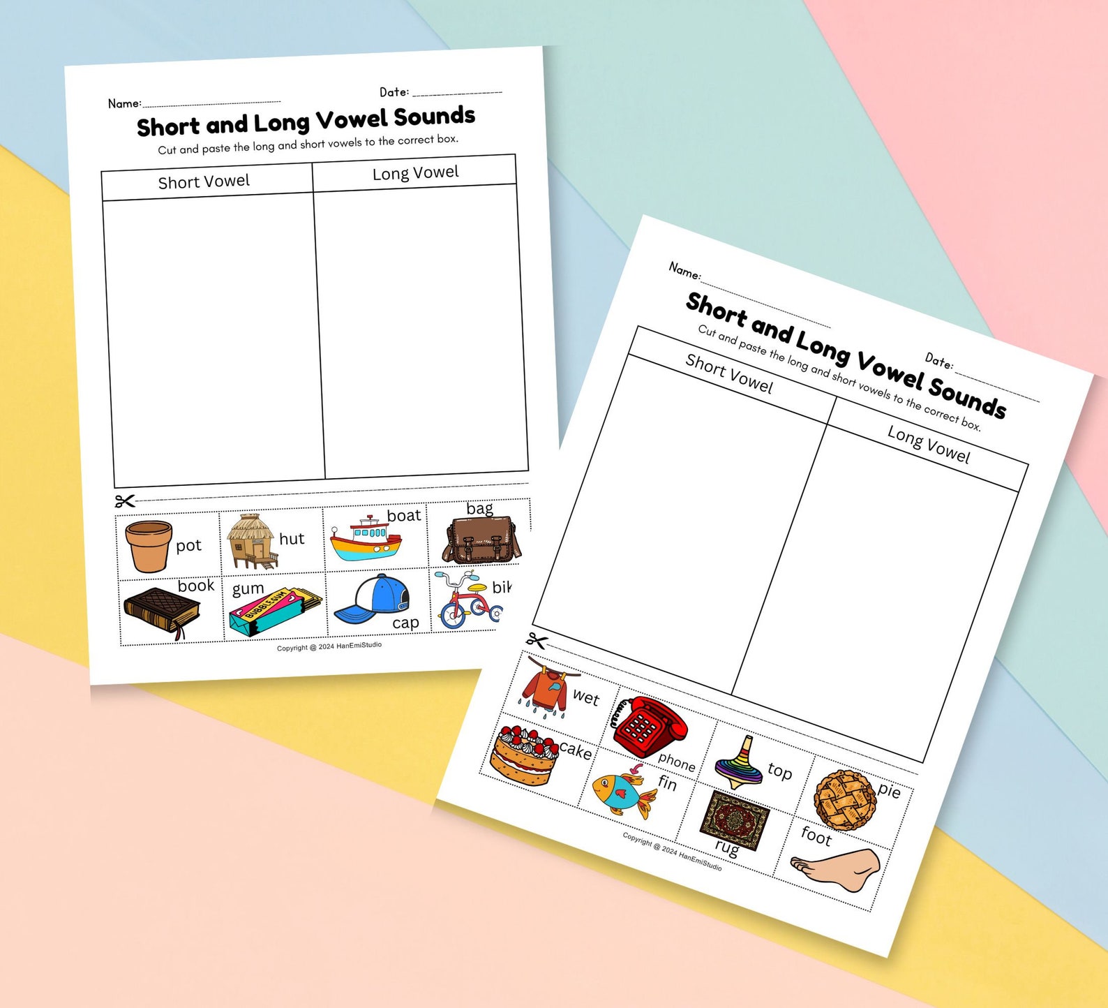 10 Page Short and Long Vowel Sorting Worksheets; Vowel Sorting ...