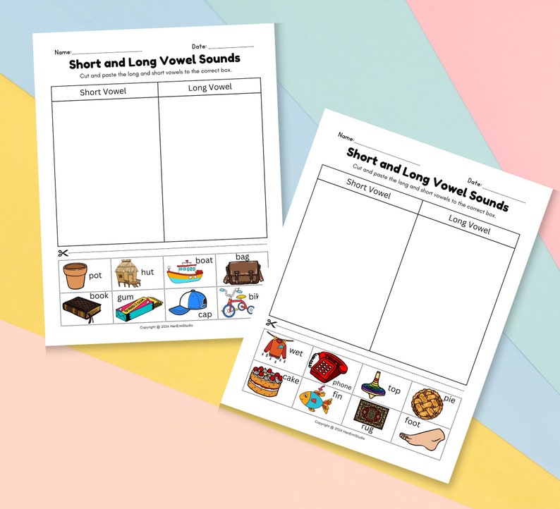 10 Page Short and Long Vowel Sorting Worksheets; Vowel Sorting ...