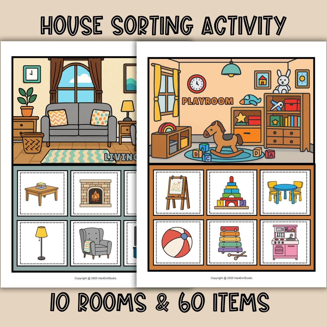 House Sorting Activity; Match the Item to the Room; Classification ...