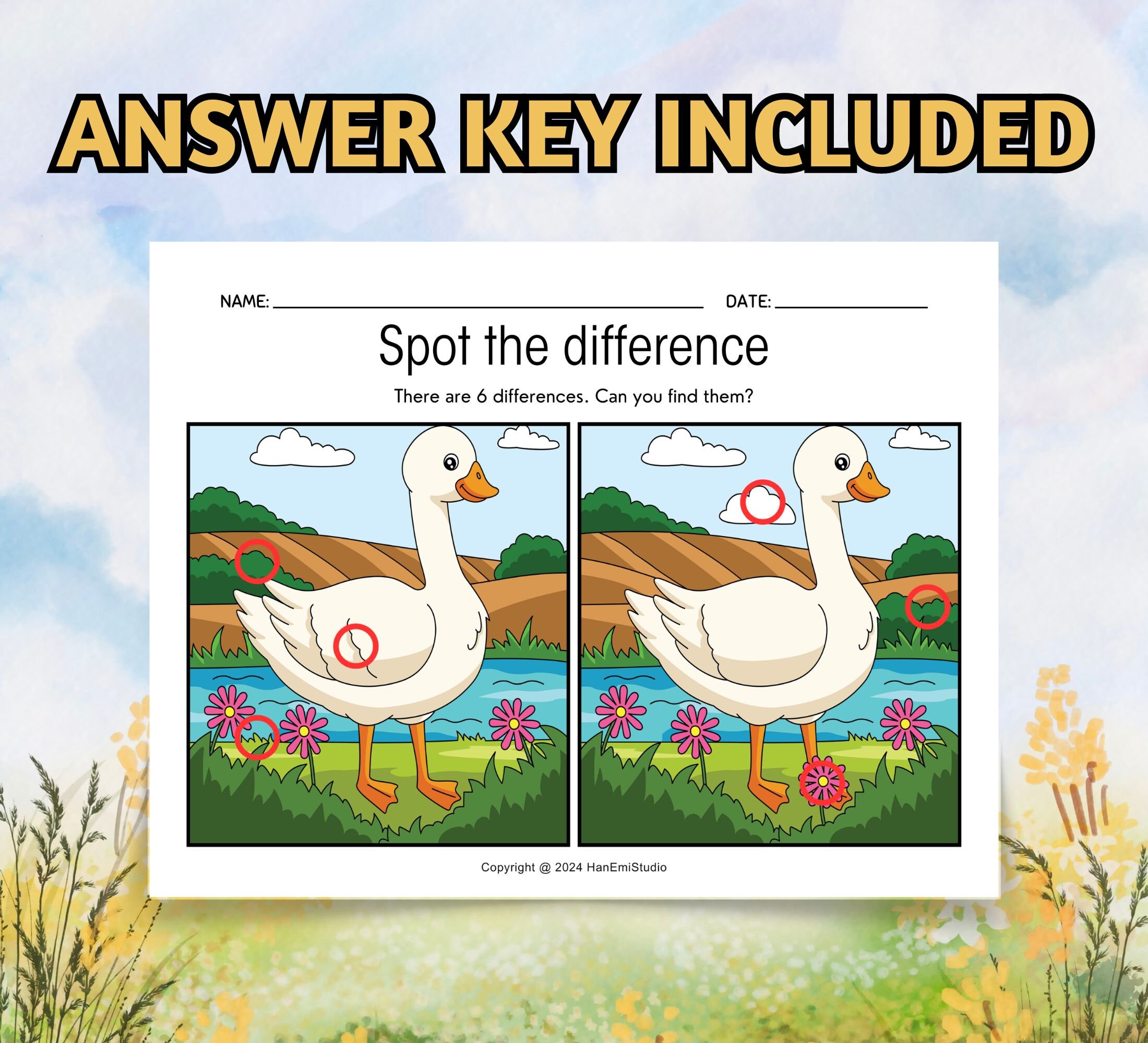 10 Farm Animal Spot the Difference Worksheets for Prek and ...