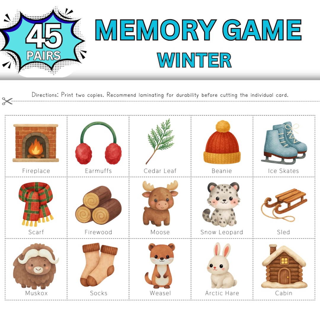 Winter Memory Game; Memory Games for Senior; Winter Activities ...