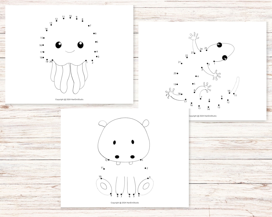 20 Page Animal Dot to Dot Worksheets for Ages 5-7 preschool ...