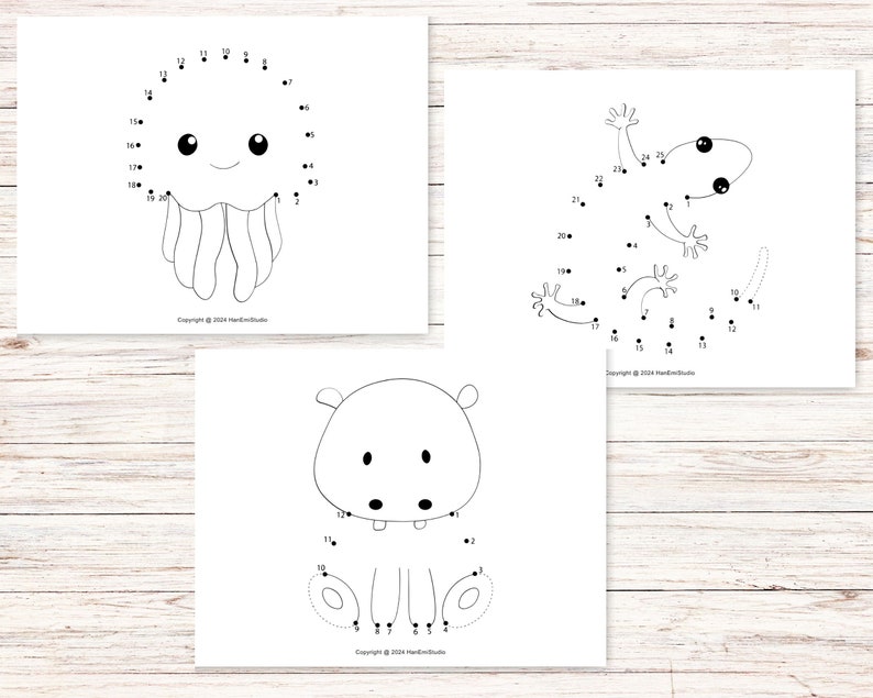 20 Page Animal Dot to Dot Worksheets; Dot to Dot Coloring Page ...